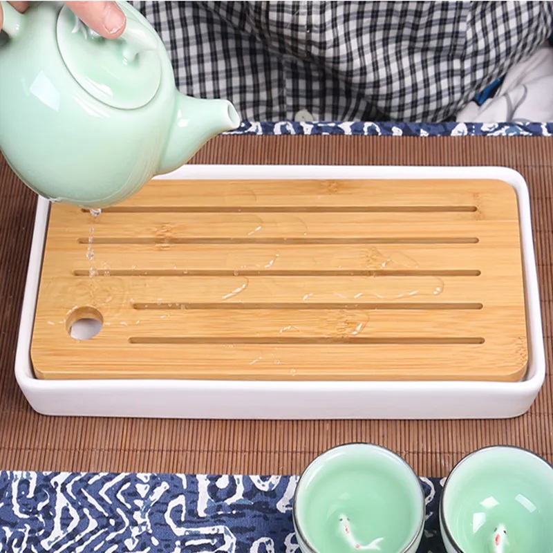 Traditional Chinese Style High quality Bamboo ceramic Tea Tray Mini ...