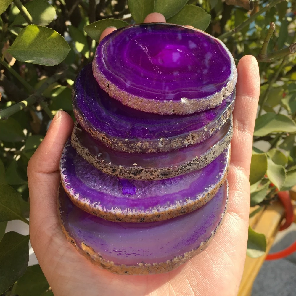 Purple Crystal Agate Slab Geode Slice Crystal Mineral Coaster - Stones ...