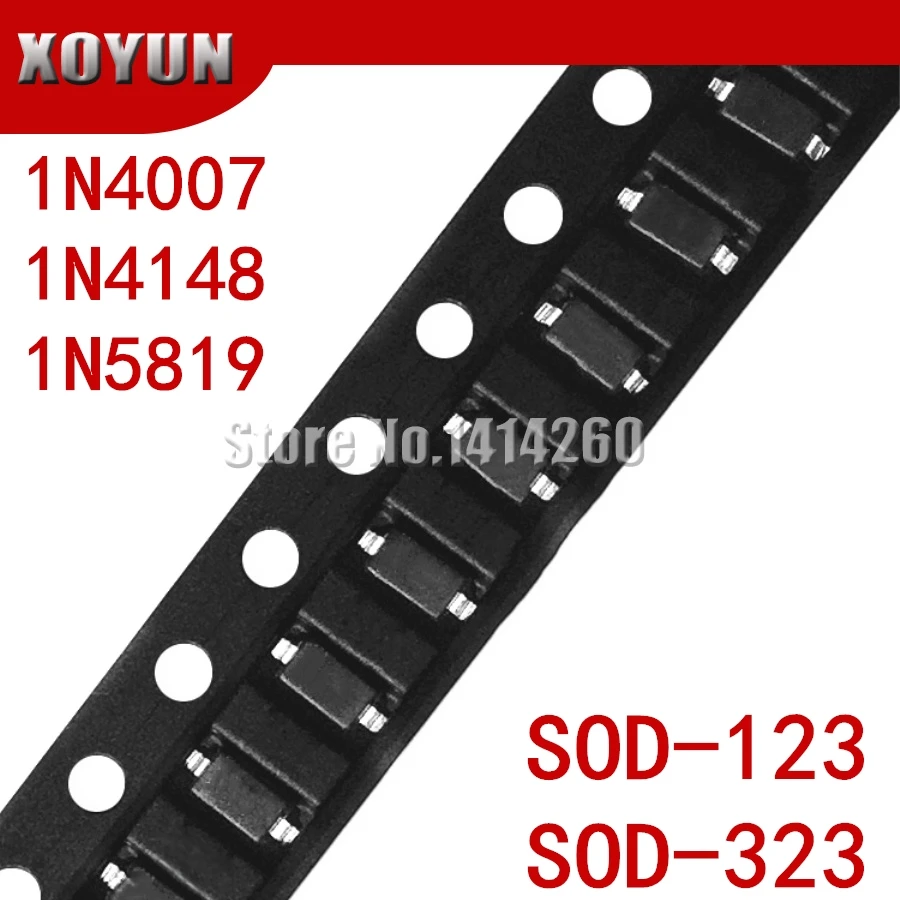 100pcs/lot SMD diode 0805 SOD-123 1N5819 1N4007 1N4148 SOD123 SOD-323 ...