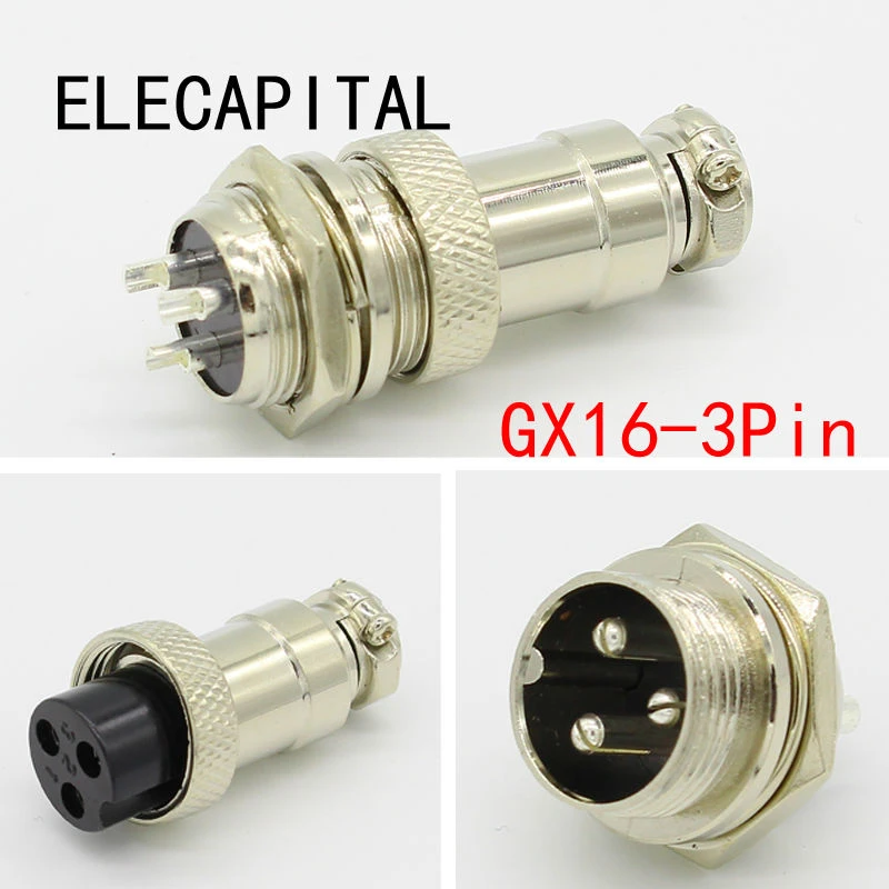 1set Gx16 3 Pin Male & Female Diameter 16mm Wire Panel Connector L71 ...