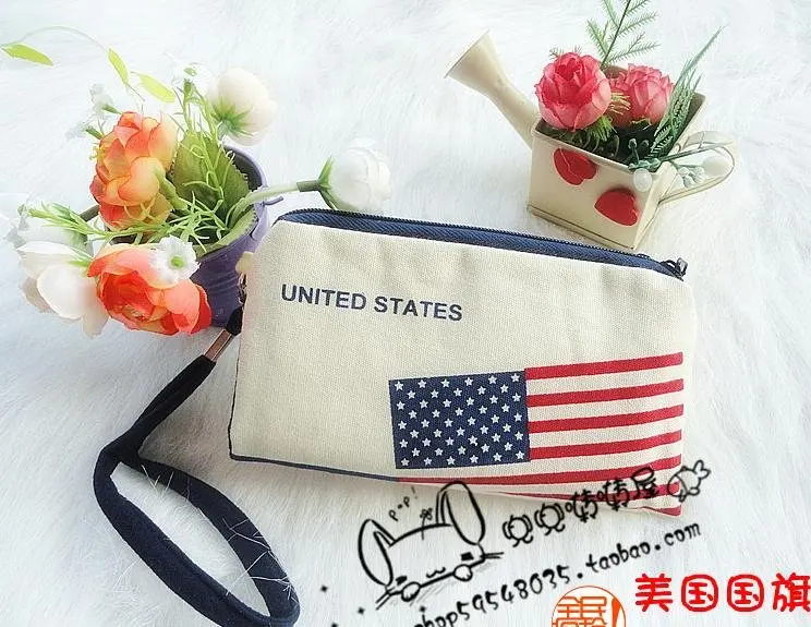 Canvas key or coin wallet Different country flags prints 2 layers to ...