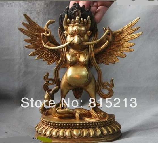 708 Chinese Buddhism Copper Bronze Gild Garuda golden winged peng bird ...