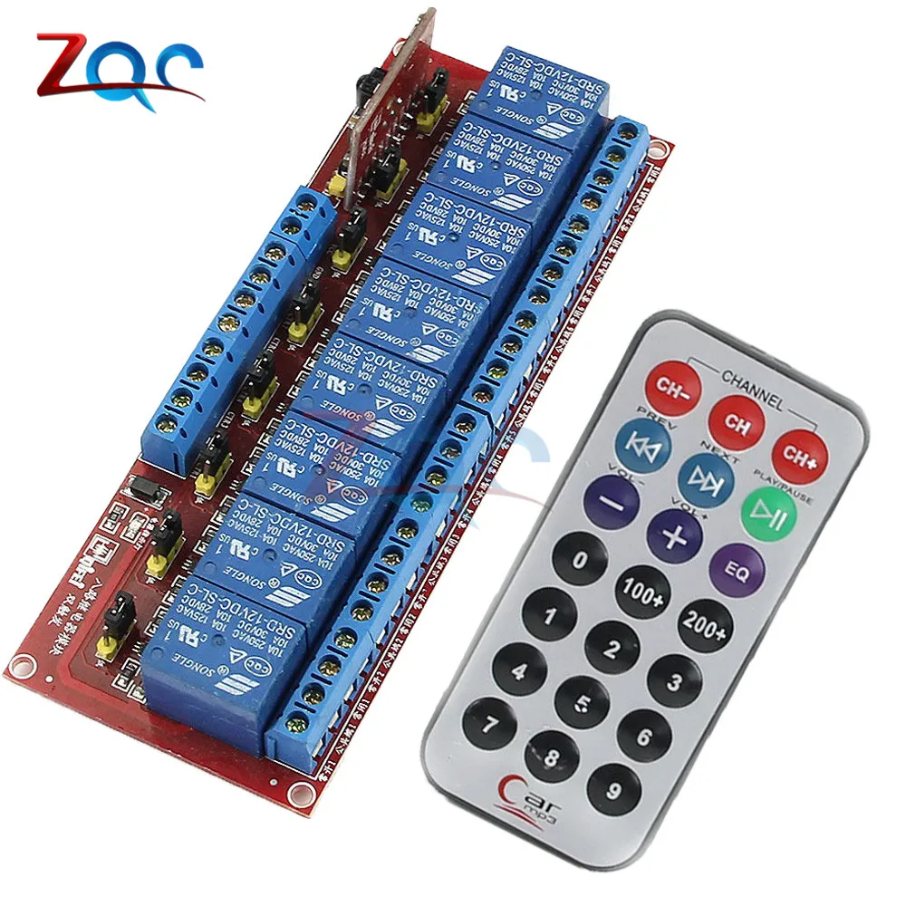 DC 12V 8 Channel Multi function Infrared Remote Control Relay with Dual ...