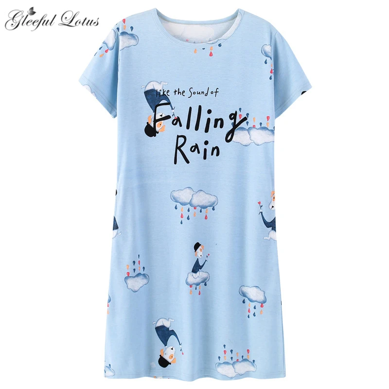Women Cotton Sleeping Dress Nightgown Night Dress Shirt Summer Spring ...
