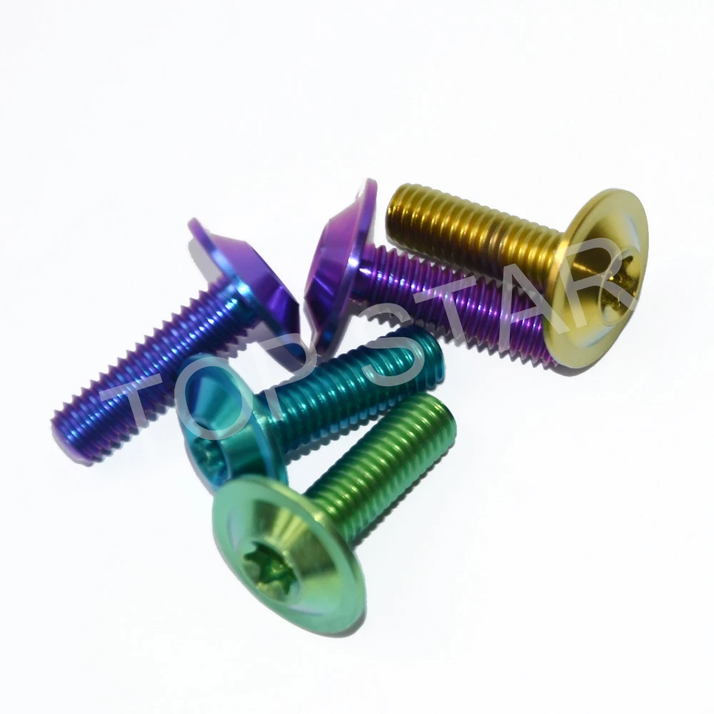4 PCS M6*20 (Multicolor) Pure Titanium Alloy Screws Umbrella Head Ti ...