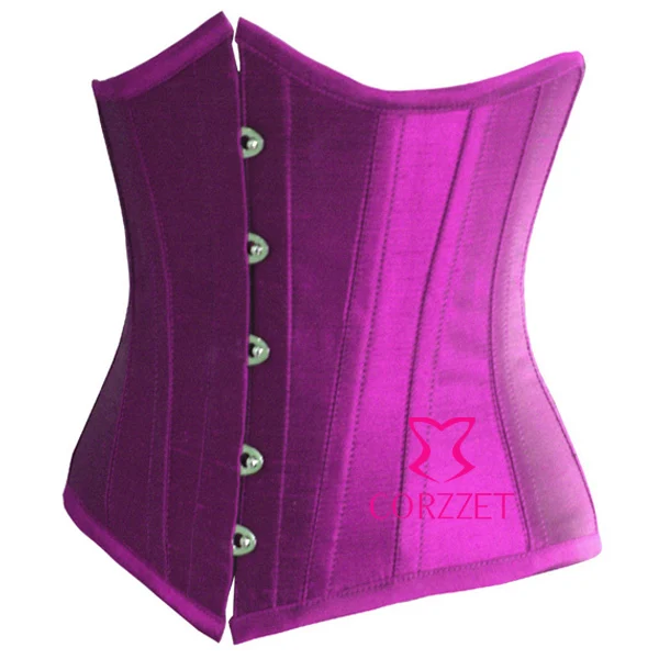 Hottest Satin Purple Underbust Corset Bustier Top Quality Corselet