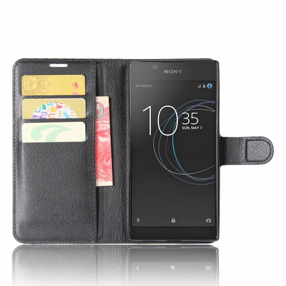 L1 Case For Sony Xperia L1 Cases Wallet Card Stent Lichee Pattern Flip ...
