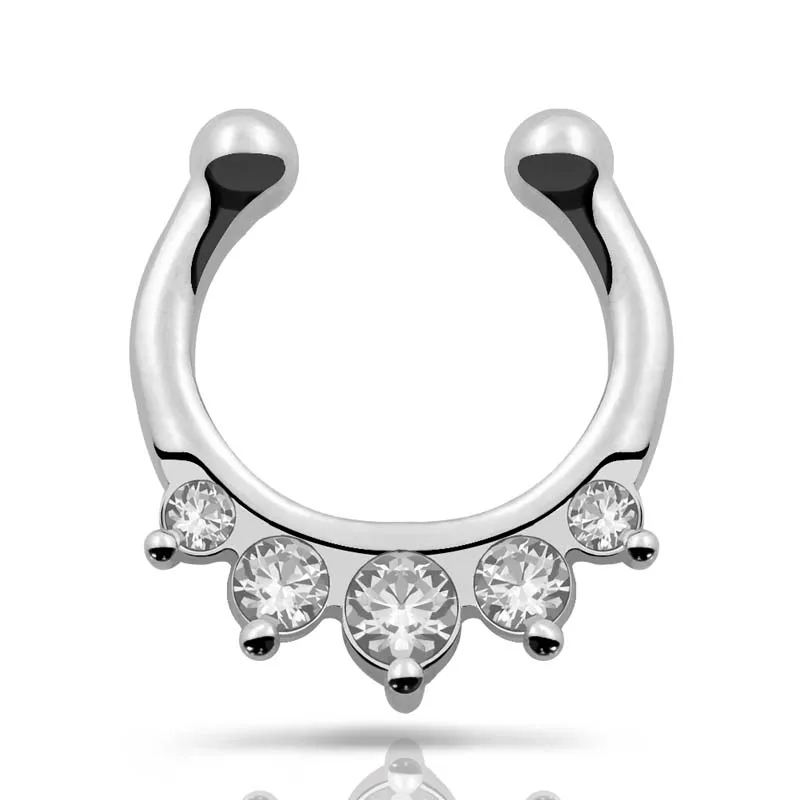 Cheater Fake Nariz Tabique Anillos Claro Square CZ Anillo Toro Nariz ...