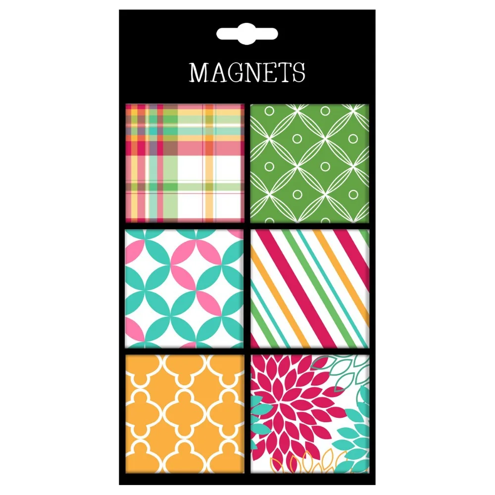 hot sale 6pcs/lot geometric pattern Print custom creative magnet fridge ...