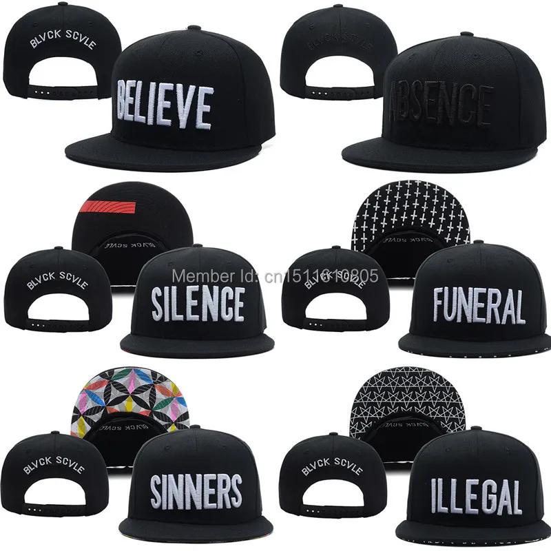Fashion Hip Hop Black Scale Snapbacks hats caps SILENCE Absence Funeral ...