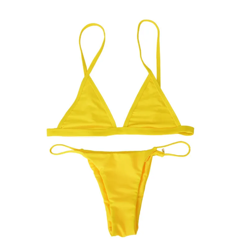 2017 Women Bikini Set Sexy Brazilian Bikini Solid Swimwear Micro Bikini