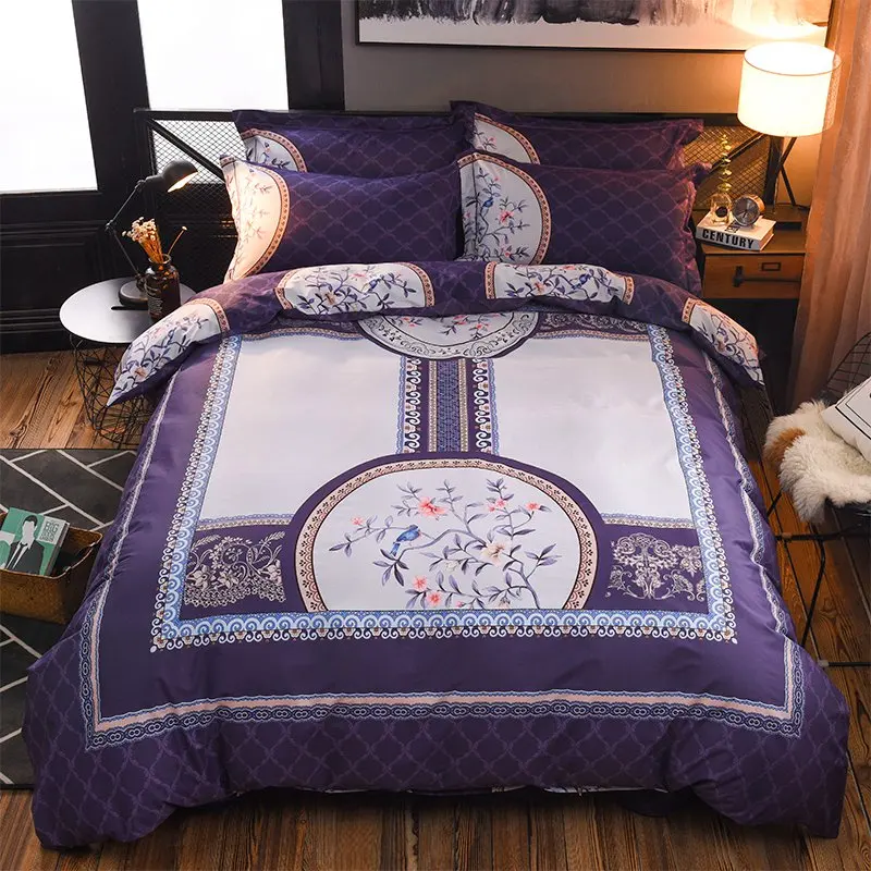 Posodono Royal Blue Bedding Set 100 Cotton Classcial Style Bed Linen