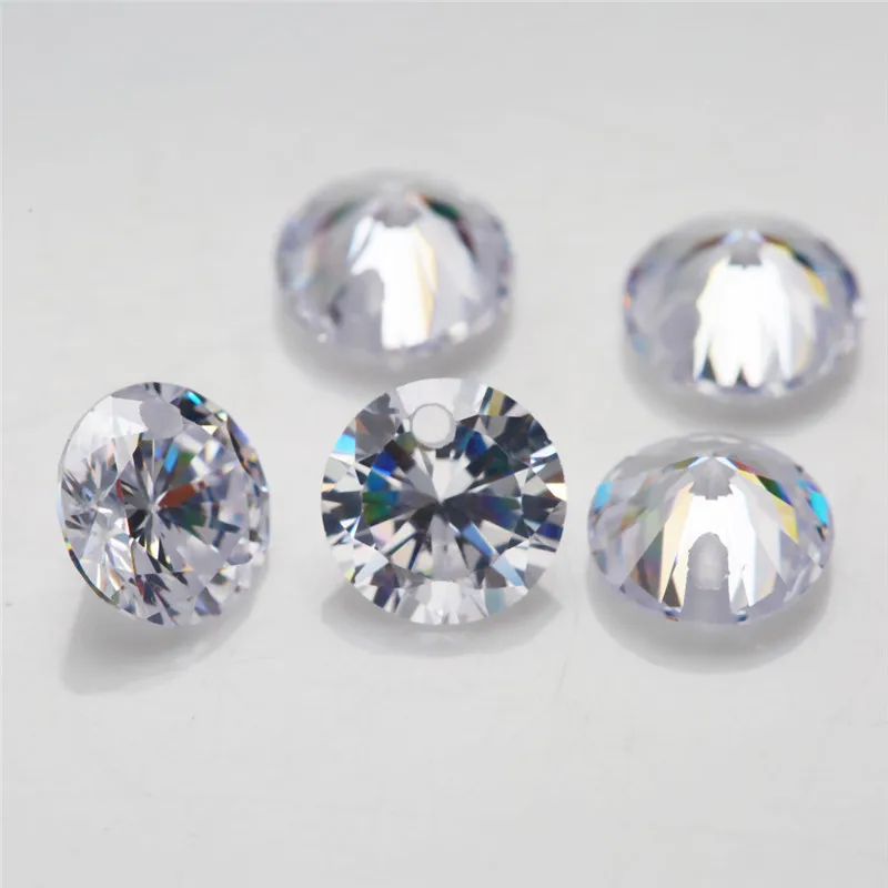 White Round Shape 5A Cubic Zirconia Stone CZ Stone With Hole-in Beads ...