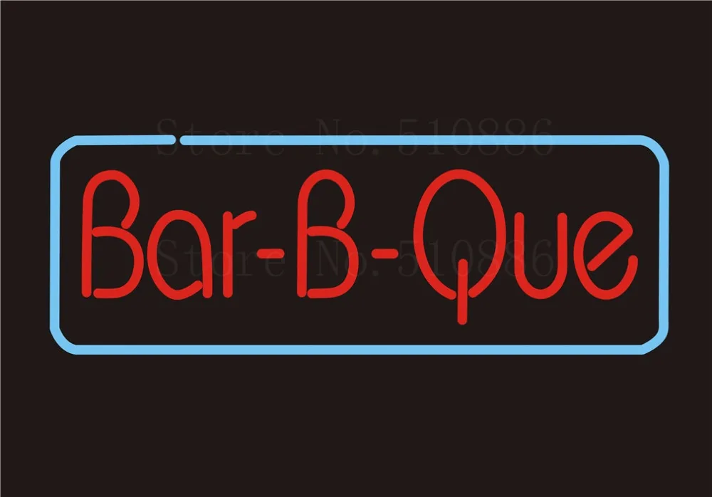 Custom NEON Sign Board BBQ Bar B Que barbecue GLlass Tube Bar Club Pub ...