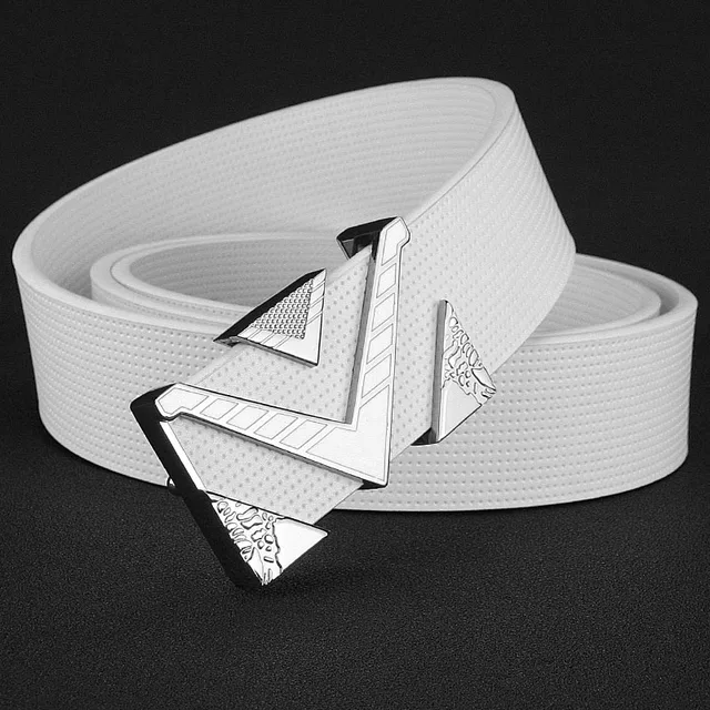 High Quality V letter buckle golden buckle belt men fashion Personality ...