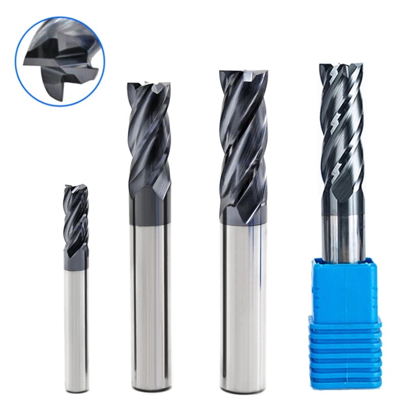 HRC45 Carbide Milling Bits Tungsten Steel End Mill 4 Flutes CNC Milling ...