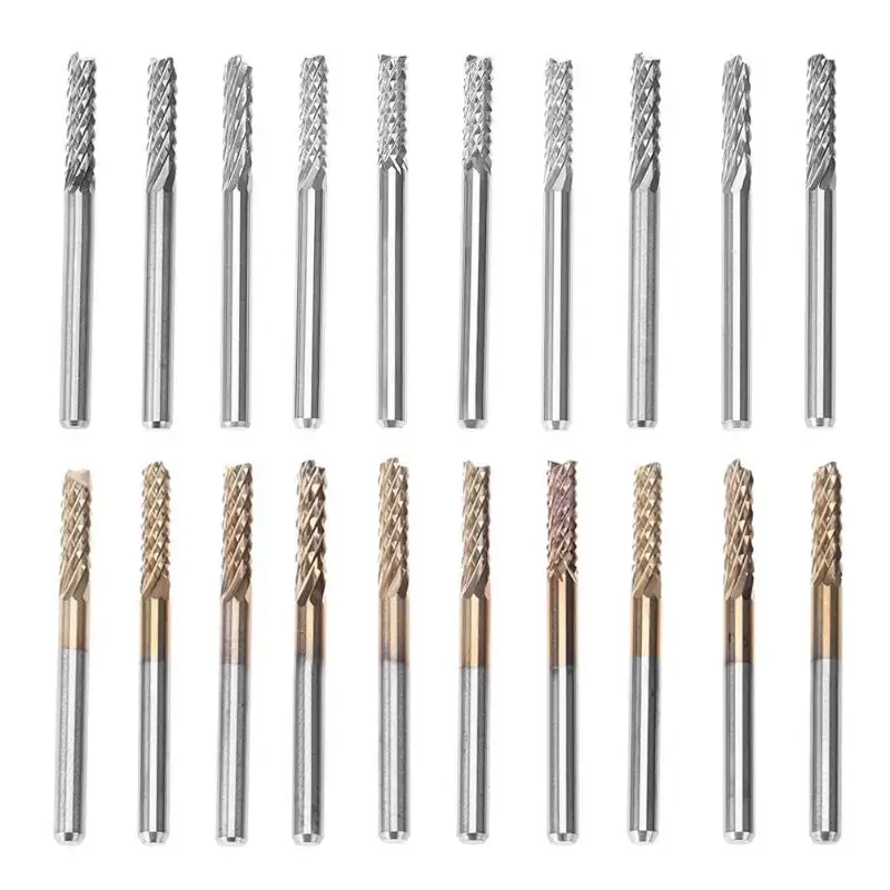 10pcs Carbide End Mill Titanium Coated CNC Engraving Bit Drill Set ...