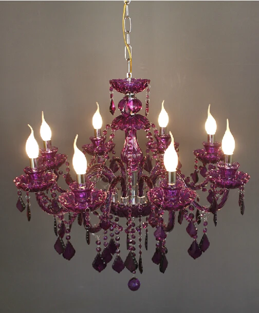 WOWLITE Роскошная фиолетовая стеклянная люстра Подвесная лампа