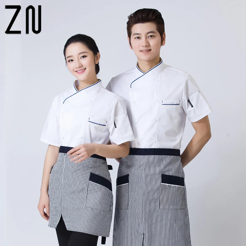 Summer Kitchen Chef Jacket Uniforms Short Sleeve Hotel Cook Clothes ...