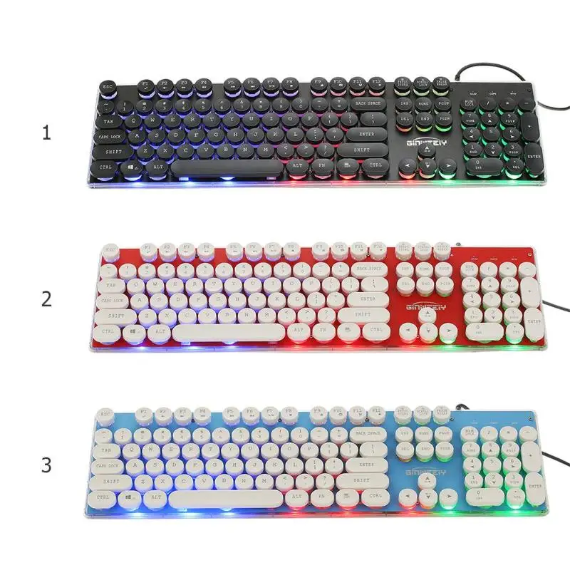 Steampunk Retro Round Keycap Typewriter Backlit Mechanical Gaming ...