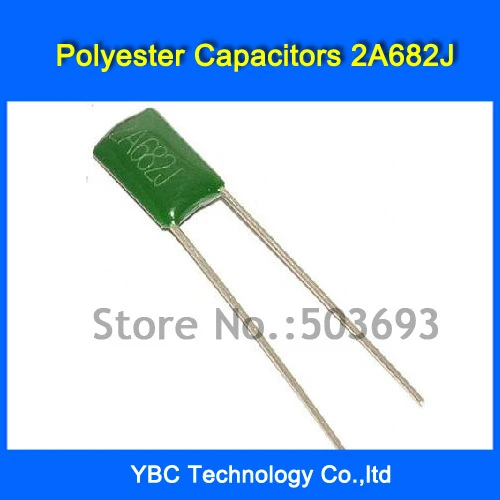 500pcs/lot Polyester Film Capacitor 2A682J 100V 6.8NF 6800PF|polyester ...