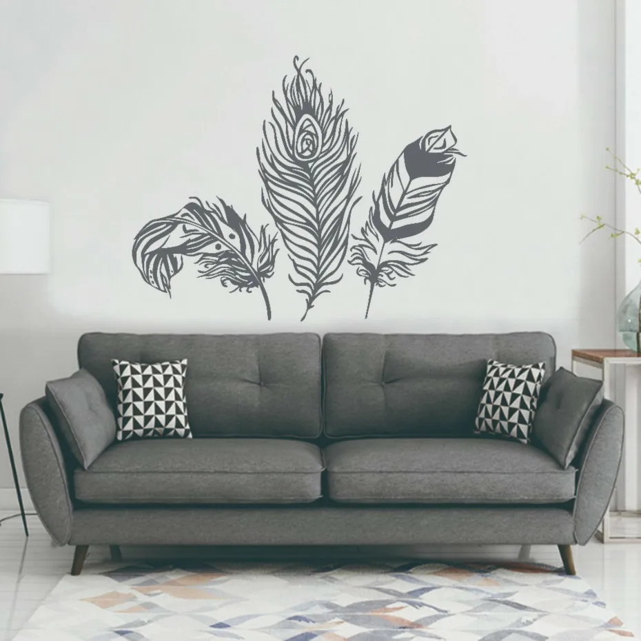 Feather Wall Decal Vinyl Wall Sticker Feathers Art Decals Tribal Boho ...