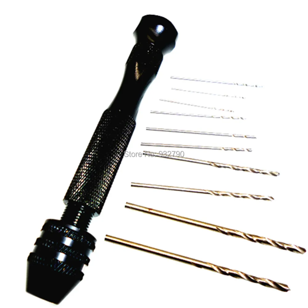 10pc Hss Mini Micro Twist Drill Bit + Craft Model Manual Hand Drill ...