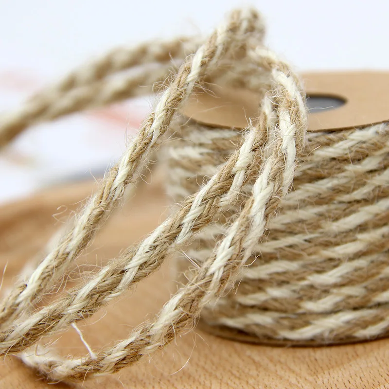 10M Hemp Rope White & Natural Linen Weave Rope DIY Hang Tag Cords ...