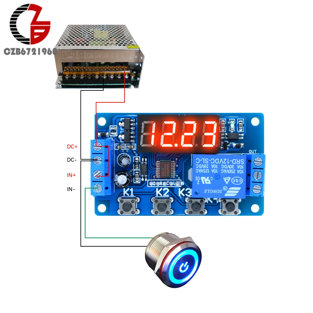 10A-12V-Time-Relay-Adjustable-Time-Delay-Relay-Module-LED-Digital-Timming-Relay-Timer-Delay ...