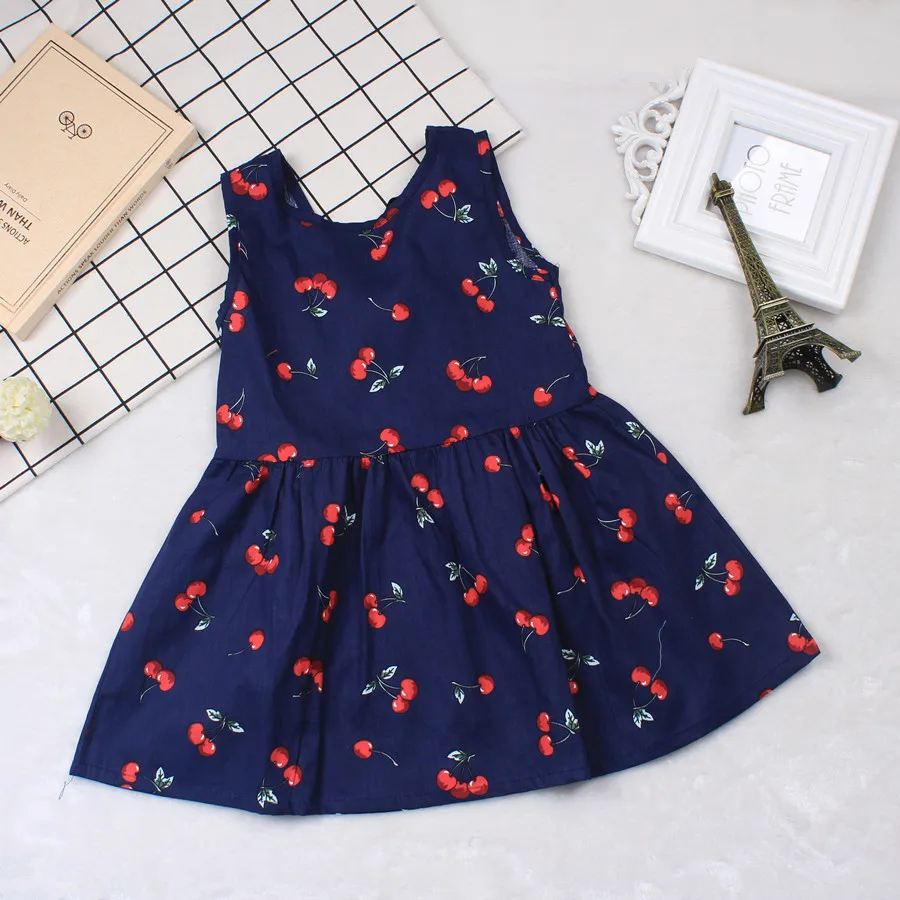 Cherry Kid Girls Dresses Clothing Cotton Fruit Sleeveless O neck Summer ...