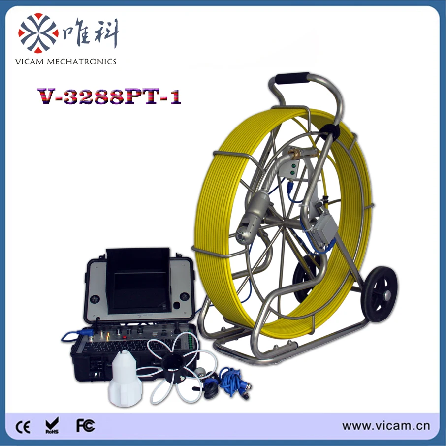 Vicam Mechatronics 150m Rigid Cable Pan Tilt Sewer Pipline Inspection ...