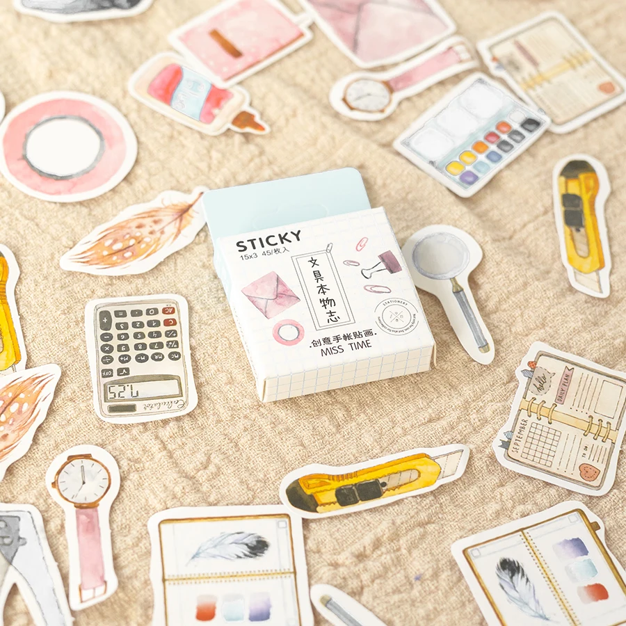 45 pcs/ box Stationery mini paperb Beautifully sticker decoration DIY ...