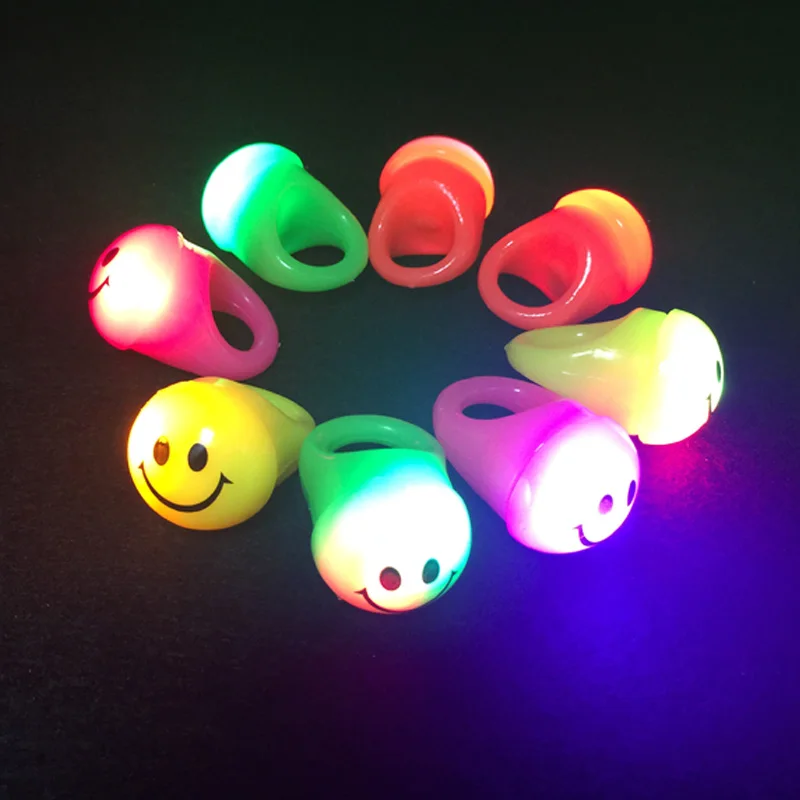 30pcs/lot Smile flash finger ring Children/Adult led finger lights ring ...