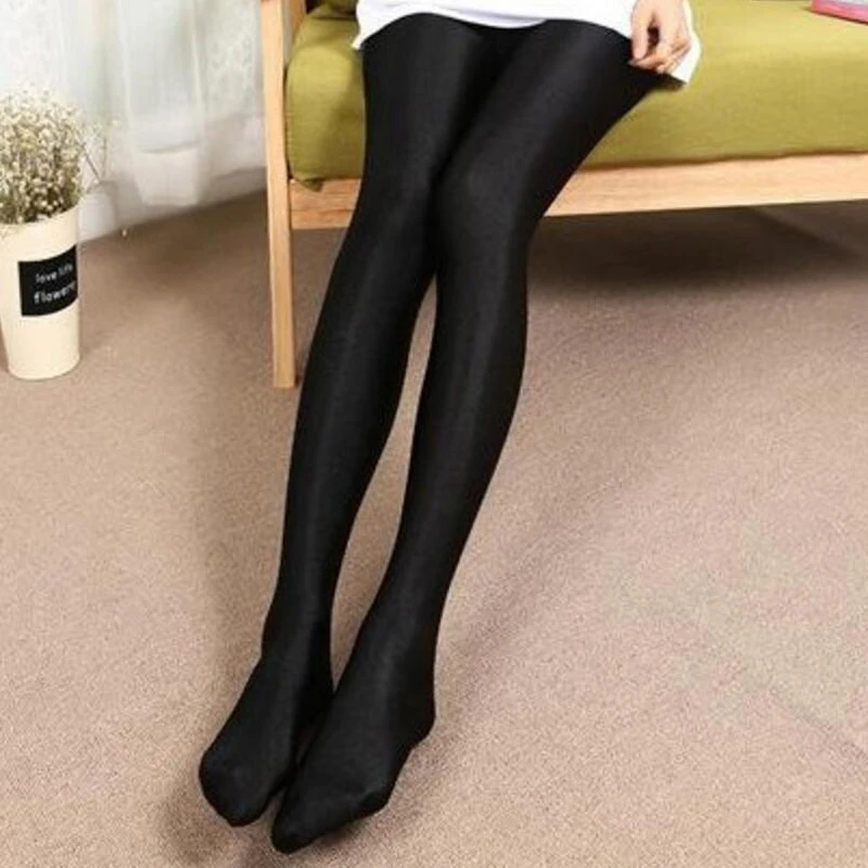 NDUCJSI High Waist Shiny Leggins Women Casual Leggings Black Elasticity Slim Solid Female Simple ...