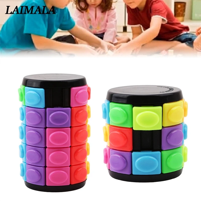 3d Rotate And Slide Fidget Stress Cube Puzzle Toy Rainbow Color