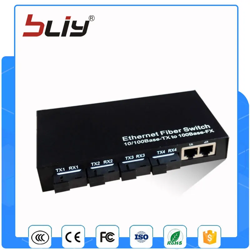 single fiber media converter 4 fiber port Ethernet fiber optic switch ...