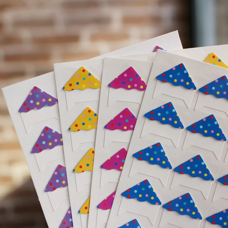 96 pcs/lot 4 sheets DIY Cute Colored dots Corner Paper Stickers for ...