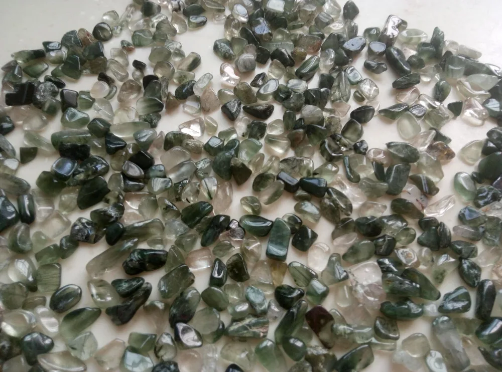 100g Natural Green Rutile Ghost Quartz Crystal Stone Rock Chip Coarse ...