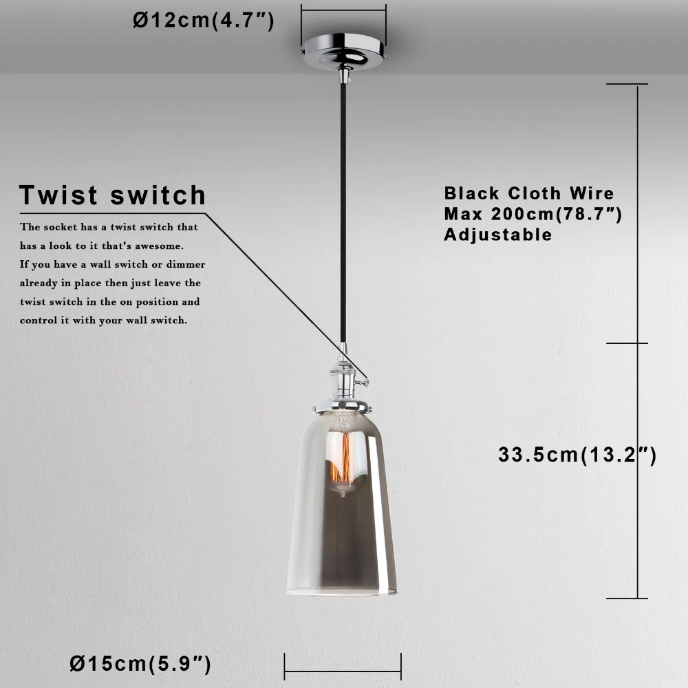 Permo Vintage Reflective Glass Pendant Lights Modern Loft Pendant ...