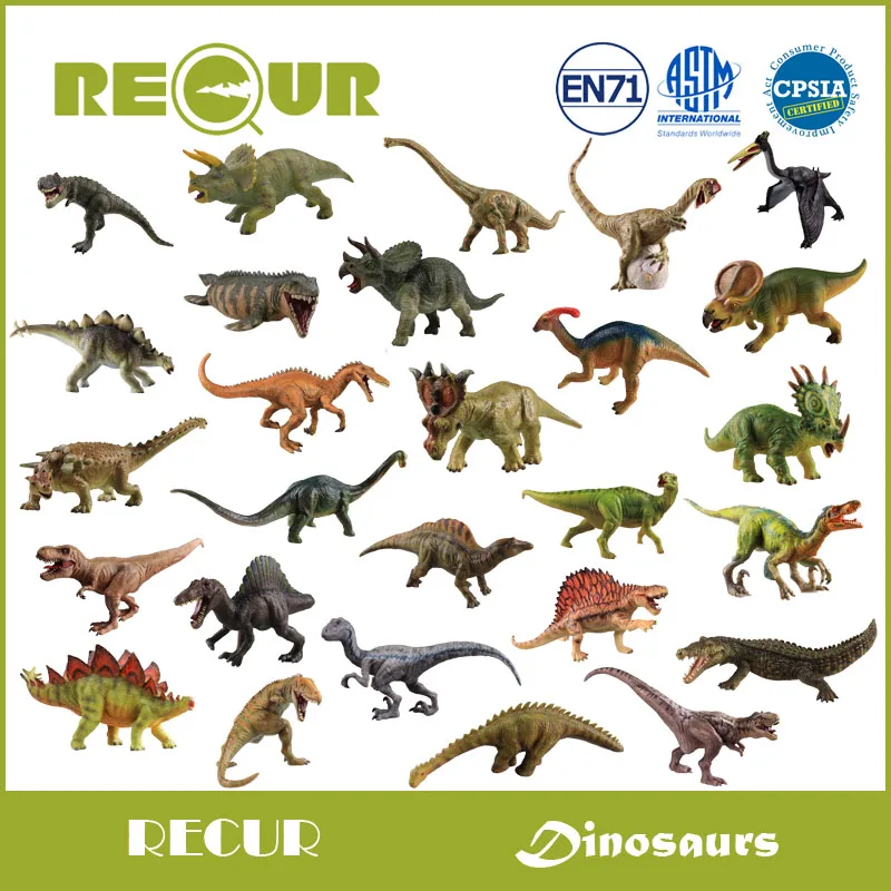 Recur Toys Classic Jurassic Dinosaur Series Simulated Hand Painted Soft ...