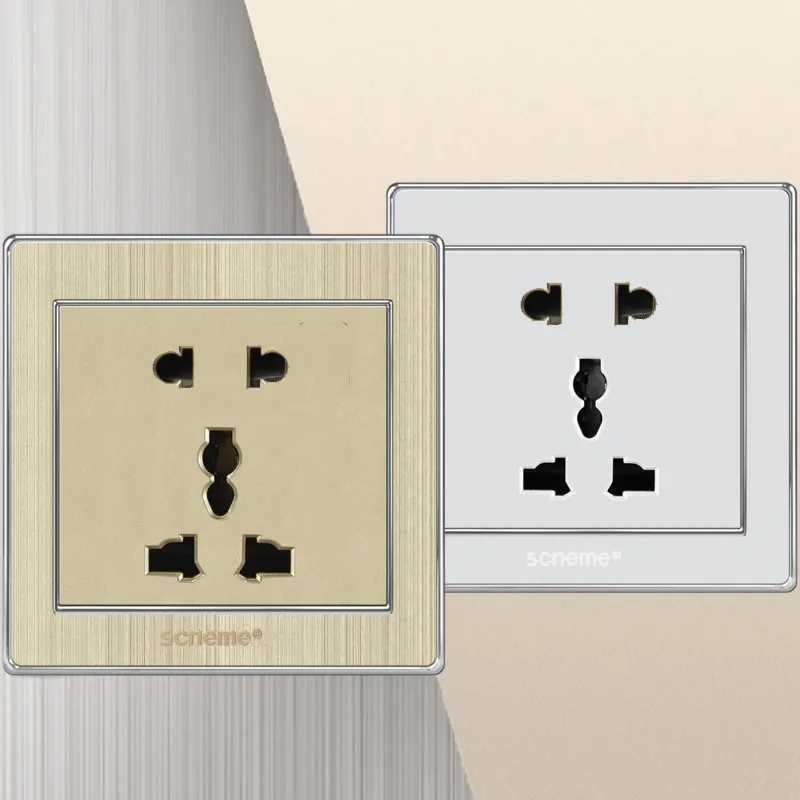 Luxury Universal 5 Pin wall outlet, White/gold plug electric Wall ...