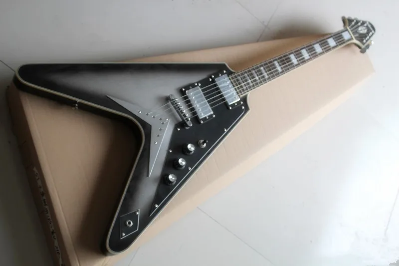 Wholesale-newest-High-Quality-Custom-Shop-Flying-V-Silver-gray-and ...