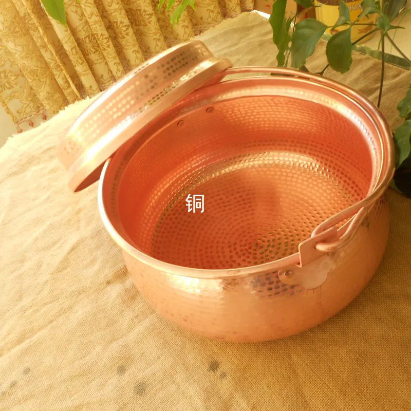 Pure-Copper-Stew-Pot-With-Lid-Thick-Hanging-Handle-Handmade-Induction ...
