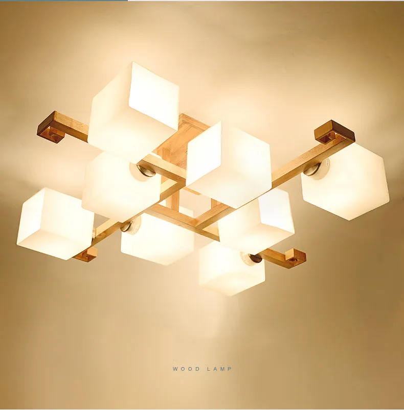 Japanese Solid Wood Roof Lights Simple Atmospheric Bedroom led Wood ...