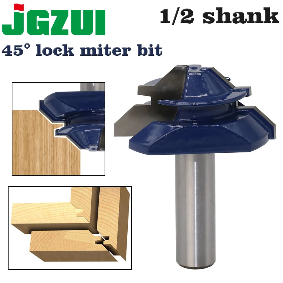 1PC 1/2 Shank Medium Lock Miter Router Bit 45 Degree 3/4" Stock ...