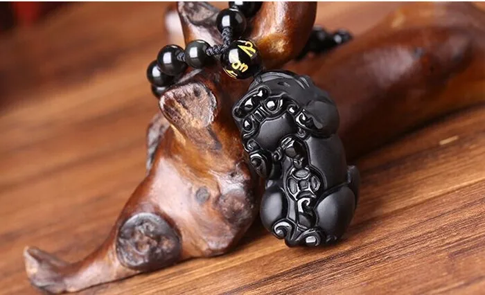 High Quality Natural Black Obsidian Carving PIXIU Amulet Fortune ...