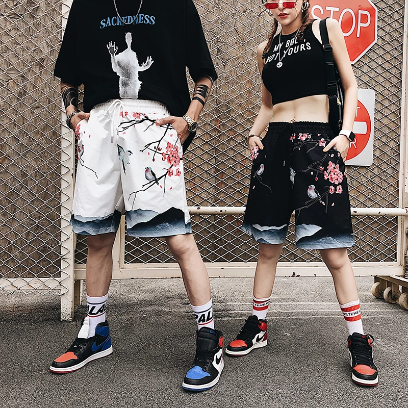2019 Hip Hop Shorts Streetwear Magpie Print Harajuku Jogger Shorts ...