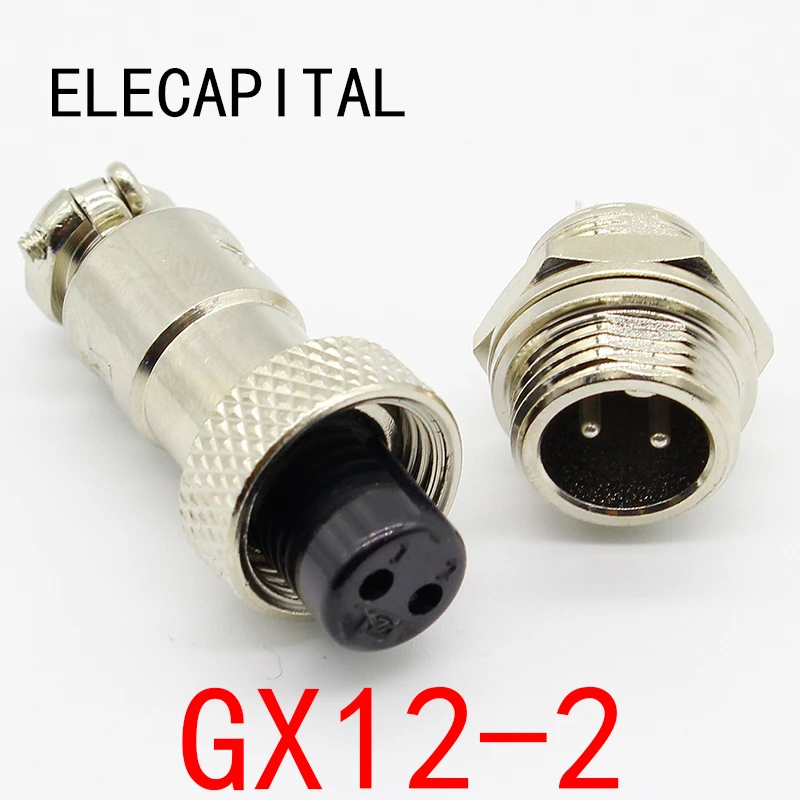 1pcs GX12 2 Pin Male & Female 12mm Wire Panel Connector Aviation Plug ...