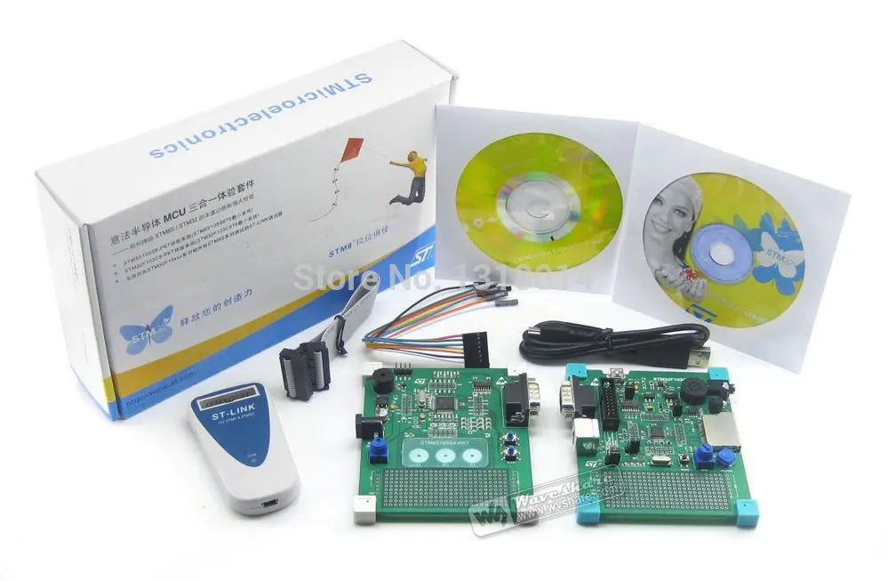 ST LINK STLink Debugger + STM8 Evaluation Kit STM8S105S4 PKT + STM32 Development Board ...