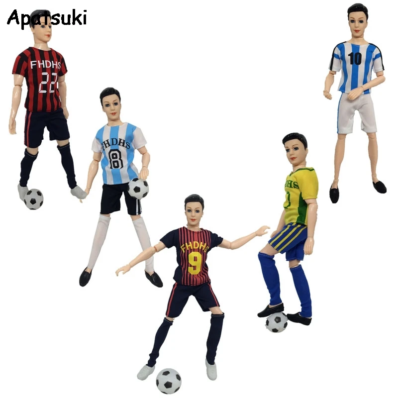 5sets/lot 1/6 Football Sport Wear Clothes For Ken Boy Doll Top + Shorts ...